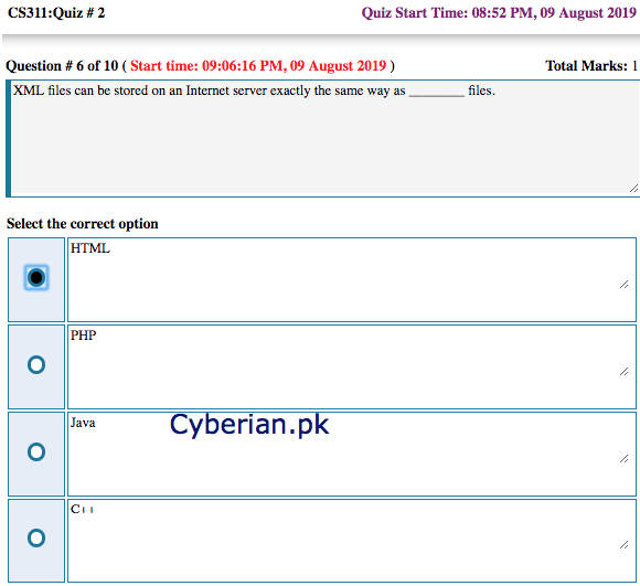 CS311 Quiz 2 Solution and Discussion | Cyberian Learn Smartly